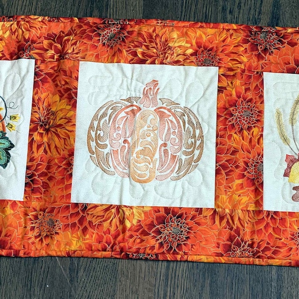 Embroidered Pumpkin Table Runner - Etsy