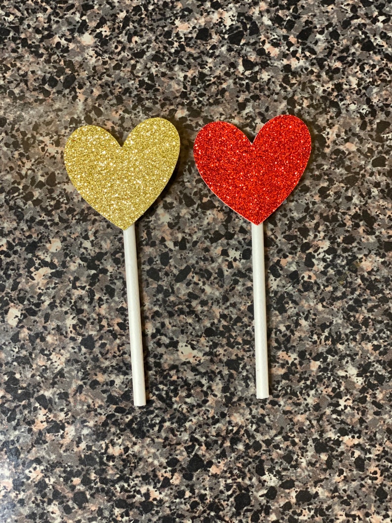Heart Shaped Cupcake Toppers - Etsy