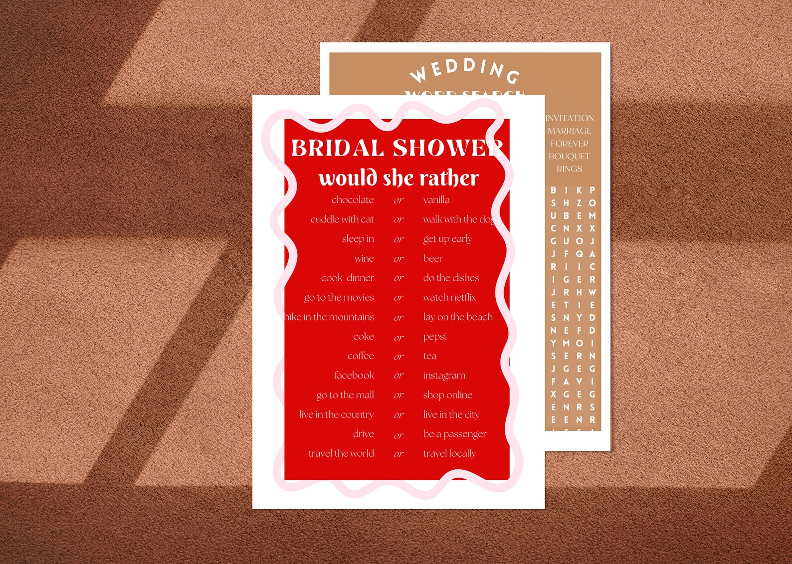 Editable Bridal Games Template, Personalized Bridal Games Set ...