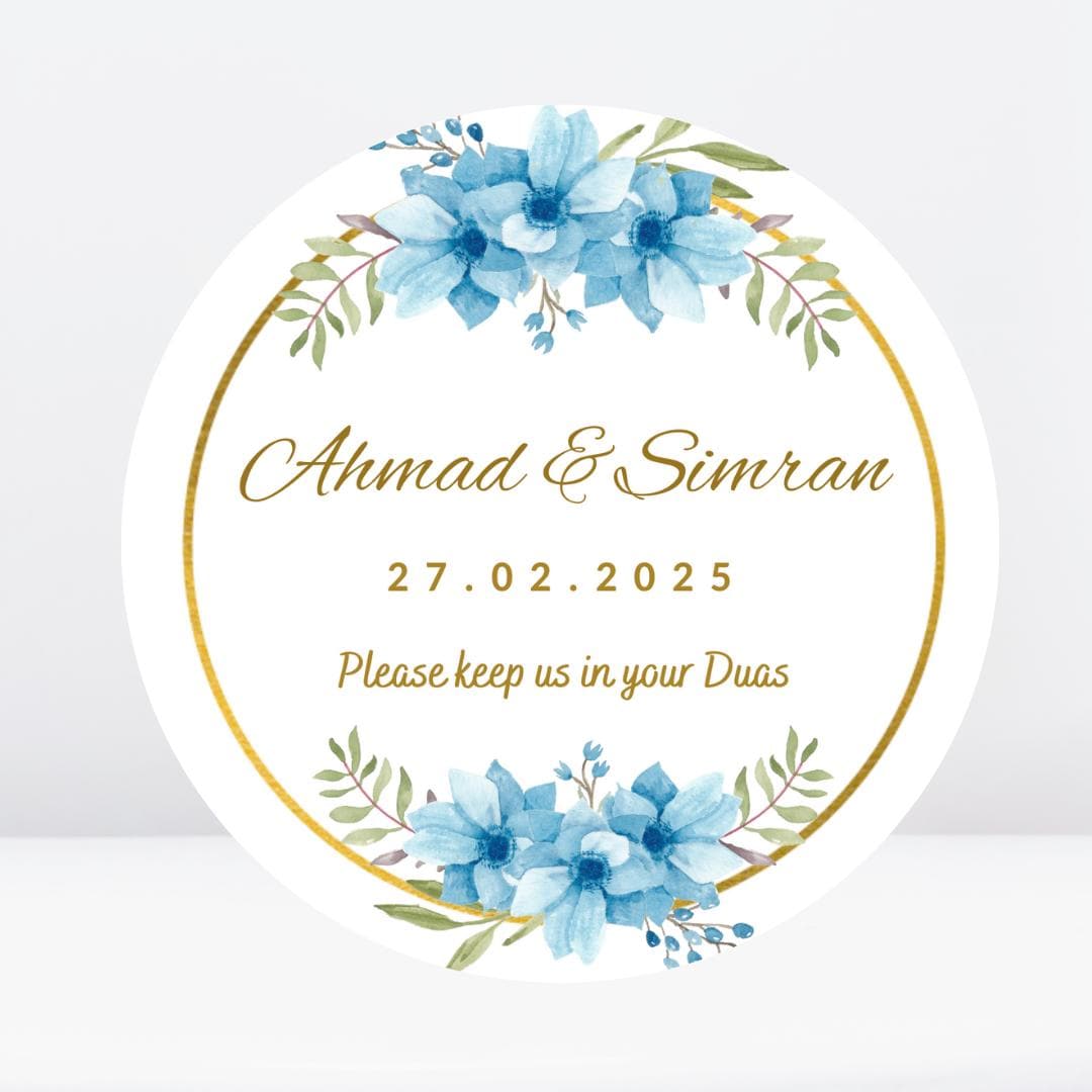 Personalised Nikkah Wedding Stickers, Floral Stickers, Wedding Favour ...