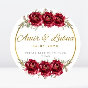 Personalised Nikkah Wedding Stickers, Floral Stickers, Wedding Favour ...