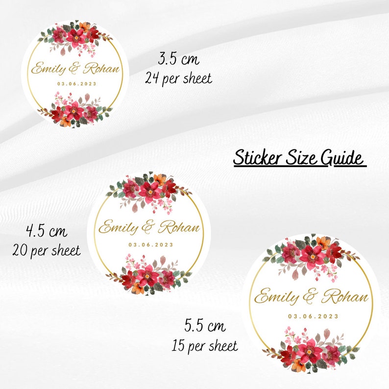 Personalised Nikkah Wedding Stickers, Floral Stickers, Wedding Favour ...