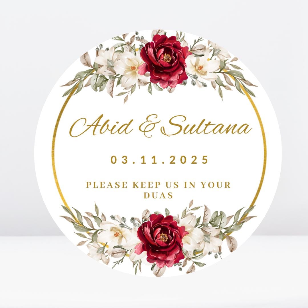 Personalized Nikkah Wedding Stickers, Floral Favor Stickers - Etsy