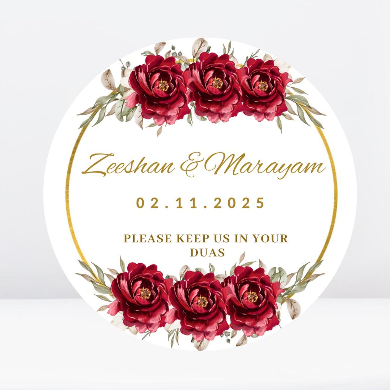 Personalised Nikkah Wedding Stickers, Floral Stickers, Wedding Favour ...