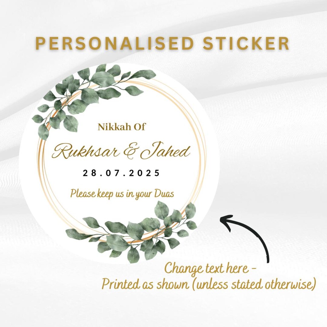 Personalized Nikkah Wedding Stickers, Floral Green Leaves - Etsy