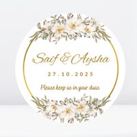 Personalised Nikkah Wedding Stickers, Floral Stickers, Wedding Favour ...