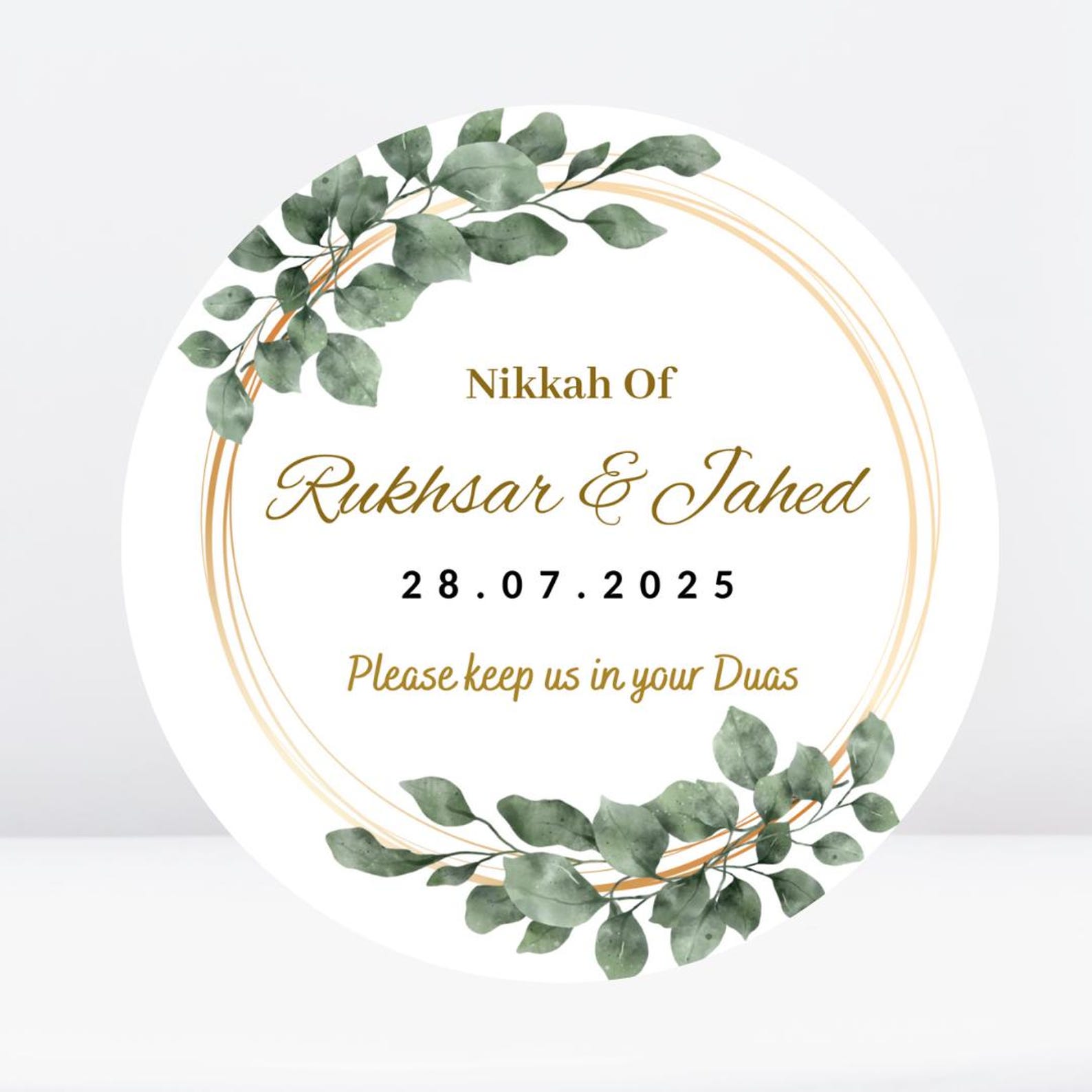 Personalized Nikkah Wedding Stickers, Floral Green Leaves - Etsy
