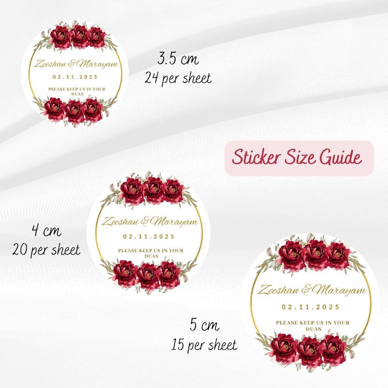 Personalised Nikkah Wedding Stickers, Floral Stickers, Wedding Favour ...