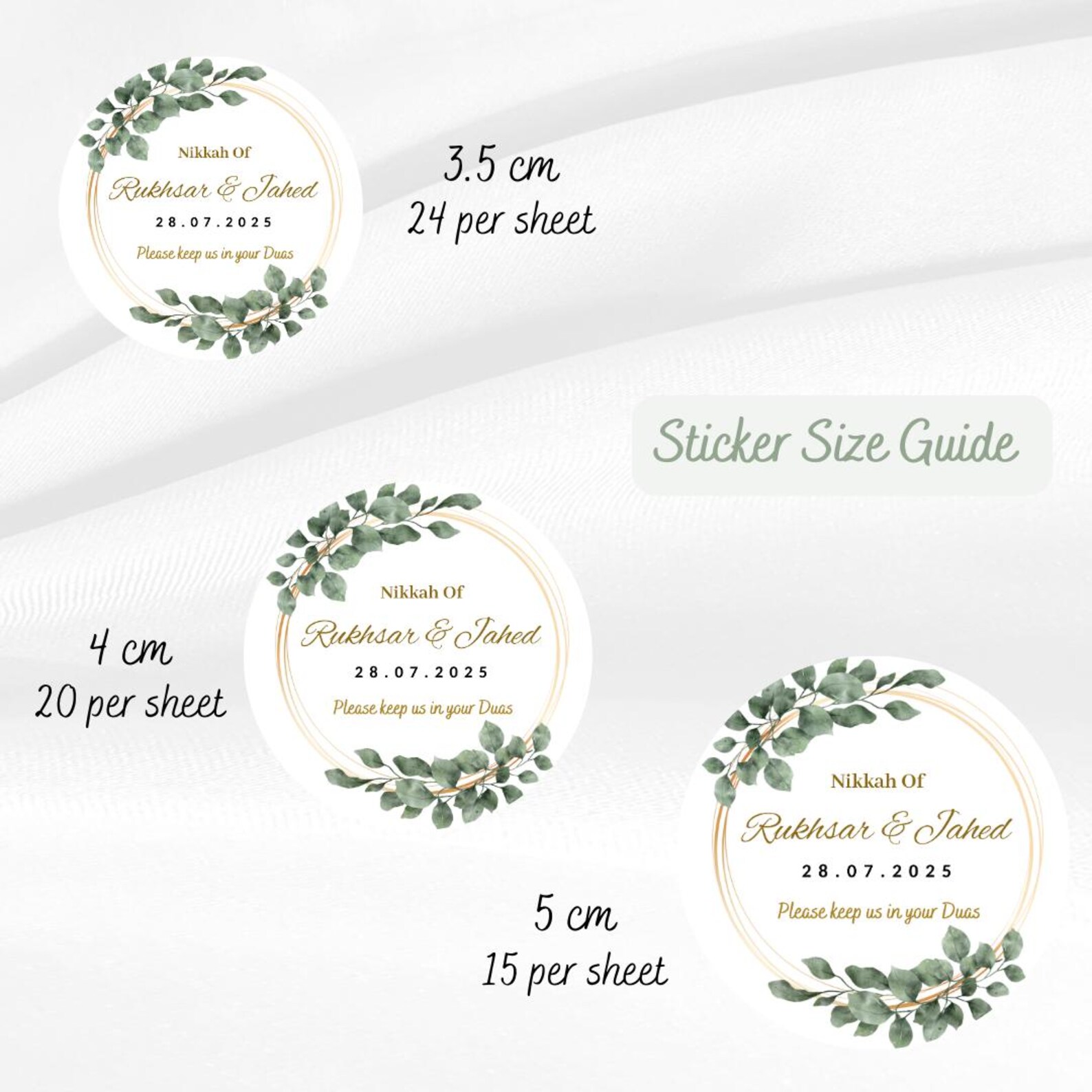 Personalized Nikkah Wedding Stickers, Floral Green Leaves - Etsy