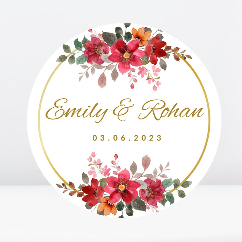 Personalised Nikkah Wedding Stickers, Floral Stickers, Wedding Favour ...