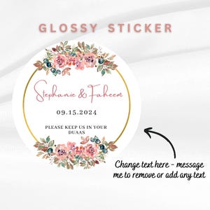 Personalised Nikkah Wedding Stickers, Floral Stickers, Wedding Favour ...
