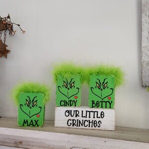 Personalized Wood Decoration - Custom Wooden Grinch Blocks - Christmas ...