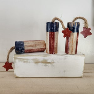 Personalized Wood Decoration - Wooden Firecracker Blocks - Fourth of ...