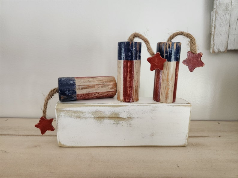 Personalized Wood Decoration - Wooden Firecracker Blocks - Fourth of ...