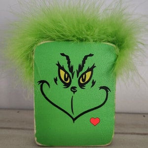Personalized Wood Decoration - Custom Wooden Grinch Blocks - Christmas ...