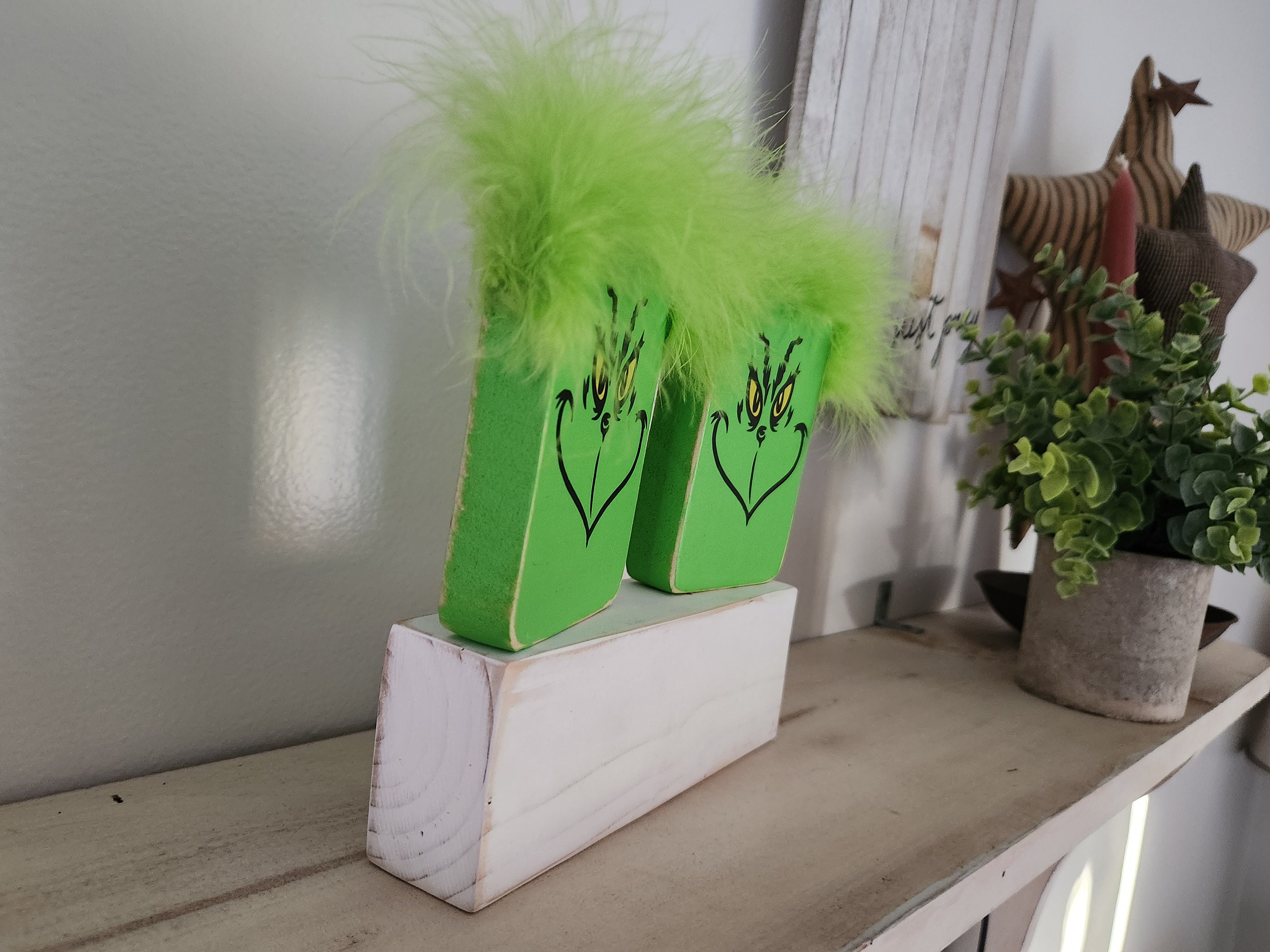 Personalized Wood Decoration - Custom Wooden Grinch Blocks - Christmas ...
