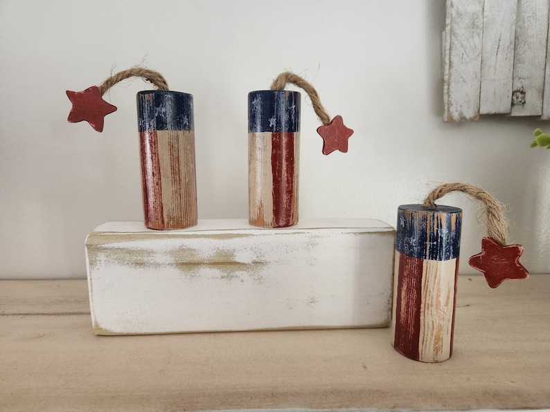 Personalized Wood Decoration - Wooden Firecracker Blocks - Fourth of ...