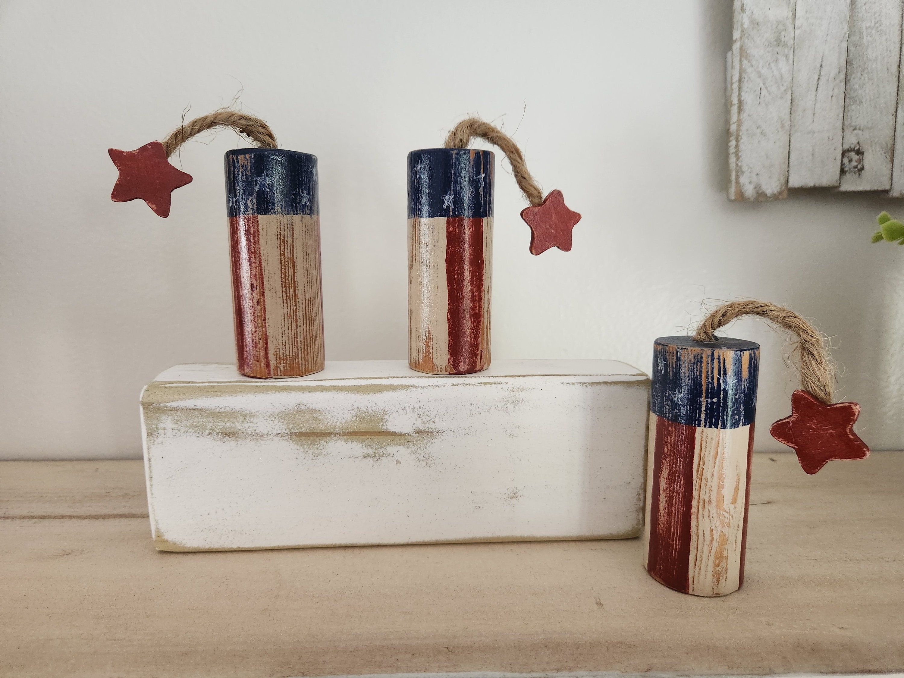 Personalized Wood Decoration - Wooden Firecracker Blocks - Fourth of ...