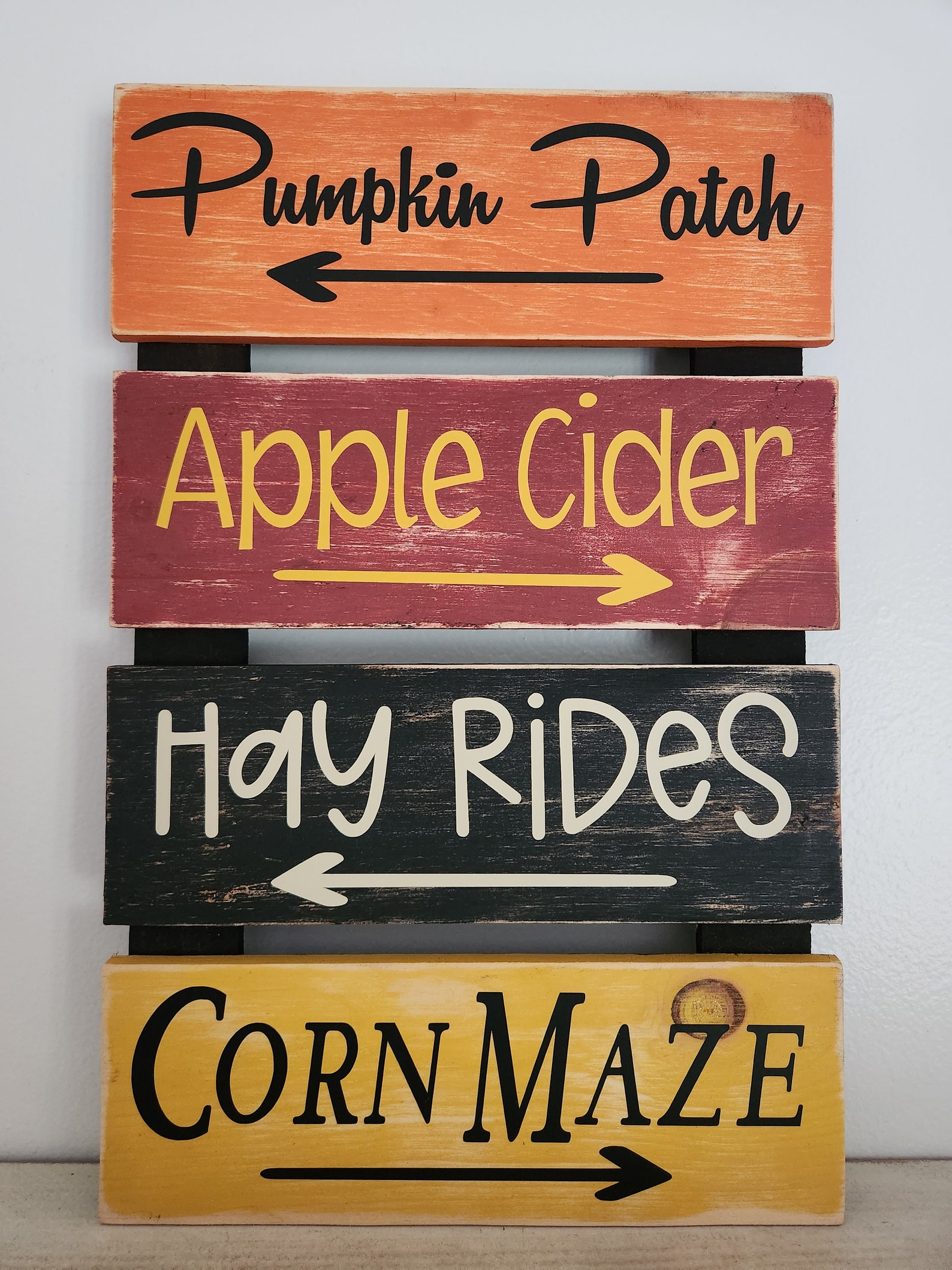 Fall Wood Sign - Directional Sign - Pumpkin Patch - Apple Cider - Hay ...