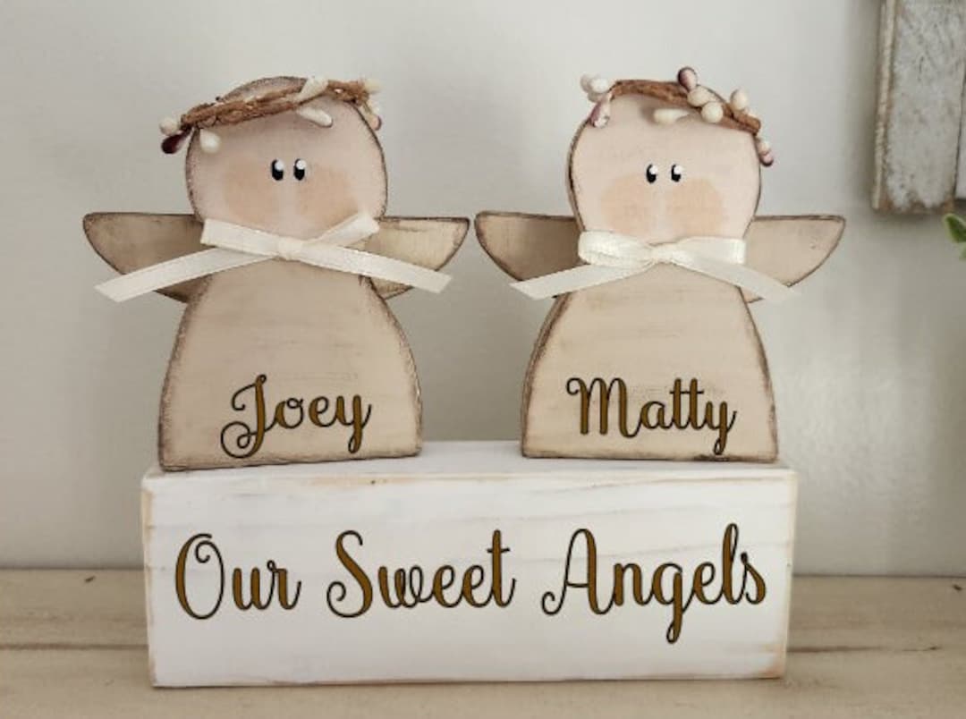 Personalized Wood Decoration - Custom Wooden Angel Blocks - Unique ...