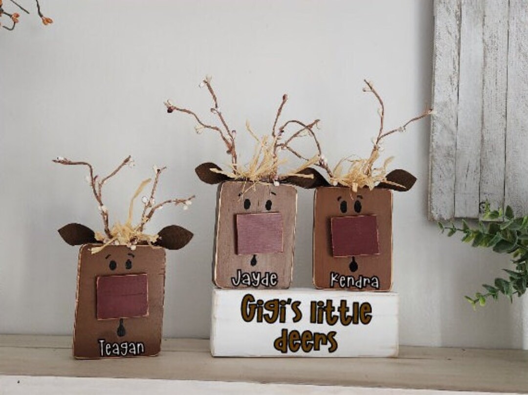 Personalized Wood Decoration - Custom Wooden Reindeer Blocks ...
