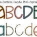 Scribble Letters, Bright Doodle Alphabet, PNG Bundle, Doodle ...