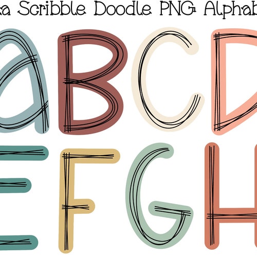 Scribble Letters Boho Doodle Alphabet PNG Bundle Doodle - Etsy