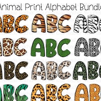 Wild Doodle Letters PNG Bundle, Animal Skin Pattern Alphabet Uppercase ...