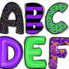 Block Doodle Letters, Dusk Doodle Alphabet, Sublimation Set, PNG Doodle ...