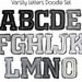 Varsity Letter Alphabet, Gray Tones PNG, Doodle Letters, Hand Drawn ...
