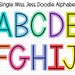 Block Letters, Colorful Doodle Alphabet, PNG Bundle, Doodle Sublimation ...