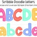 Scribble Letters, Bright Colored Doodle Alphabet, Doodle Sublimation ...