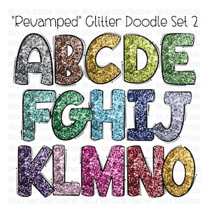 Glitter Doodle Alphabet PNG Doodle Sublimation Alpha Set Design PNG ...