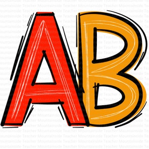 Scribble Doodle Letters, Color Wheel Alphabet, PNG Set, Doodle ...