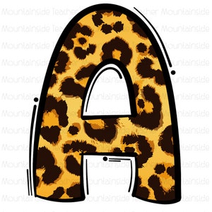 Leopard Doodle Alphabet PNG Bundle: Sublimation Alpha Set (digital ...