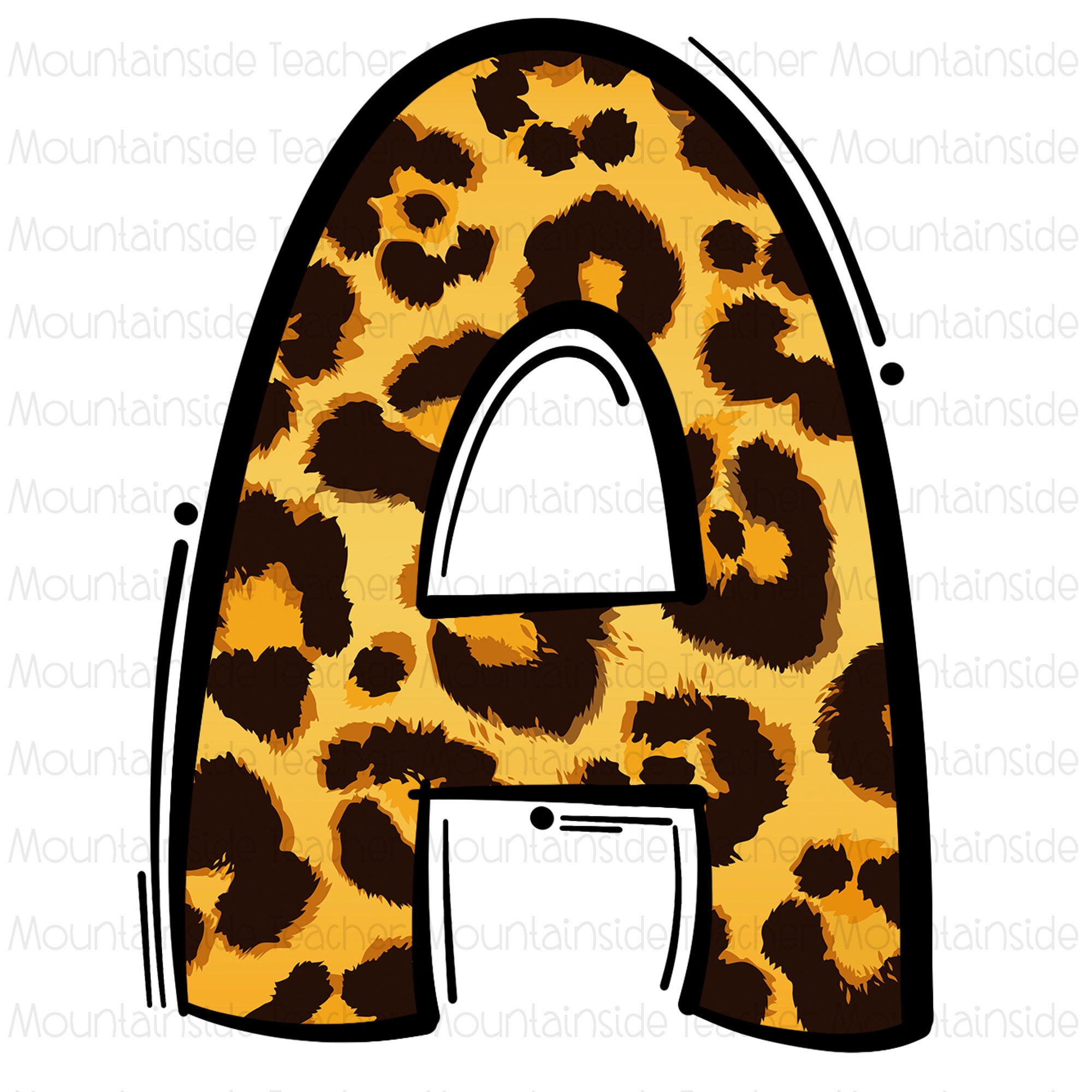 Leopard Doodle Alphabet PNG Bundle: Sublimation Alpha Set (digital ...