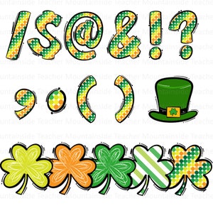 Scribble Letters, St. Patrick's Day Doodle Alphabet, Doodle Sublimation ...