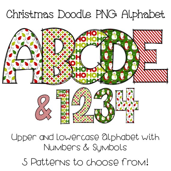 Doodle PNG Alphabet Christmas Doodle Alphabet Bundle - Etsy