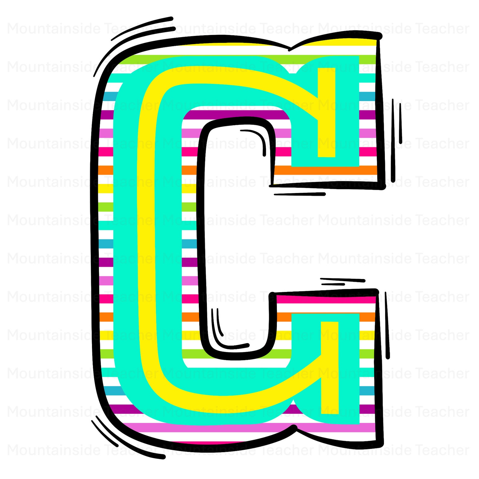 Rainbow Neon Varsity Letters, Marquee Colorful Alphabet Fun PNG Bundle ...