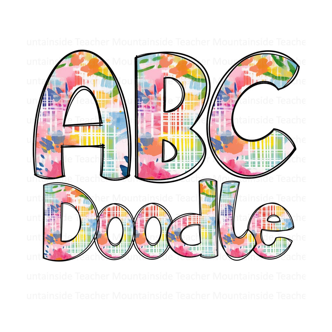 Colorful Floral Doodle Letters, Hand Drawn Doodle Alpha Bundle ...
