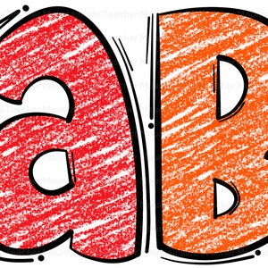 Crayon Doodle Alphabet PNG Bundle: Rainbow Font (digital Download) - Etsy