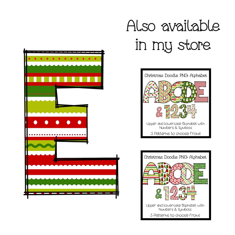 Doodle PNG Alphabet and Numbers Christmas Doodle Alphabet - Etsy