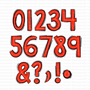 Scribble Letters, Shades of Red Alphabet, PNG Bundle, Doodle ...