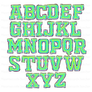 Rainbow Neon Varsity Letters, Marquee Colorful Alphabet Fun PNG Bundle ...