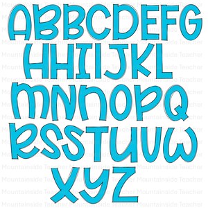 Block Letters, Bright Doodle Alphabet, PNG Bundle, Doodle Sublimation ...