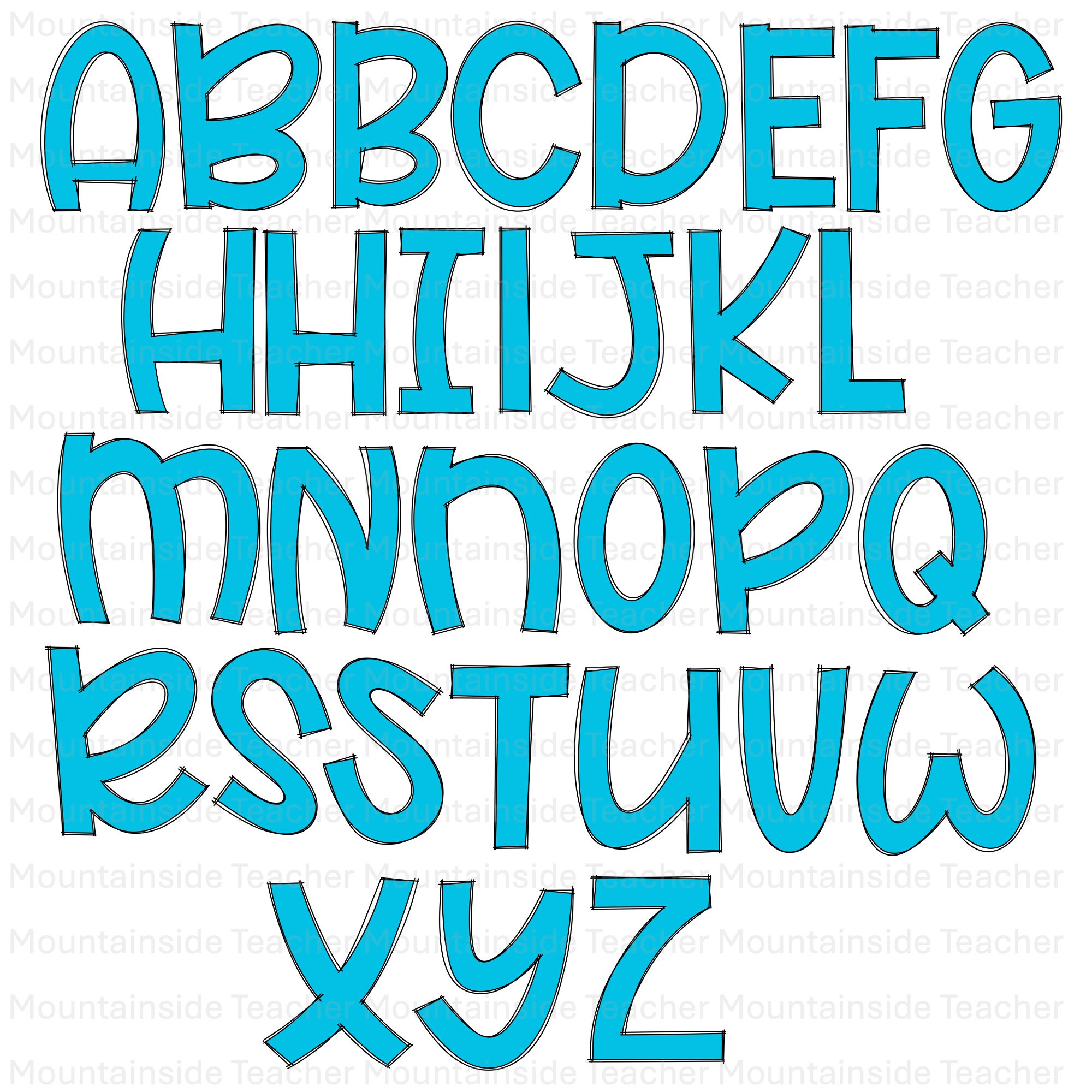 Doodle Alphabet PNG Bundle, Bright Block Letters (digital Download) - Etsy