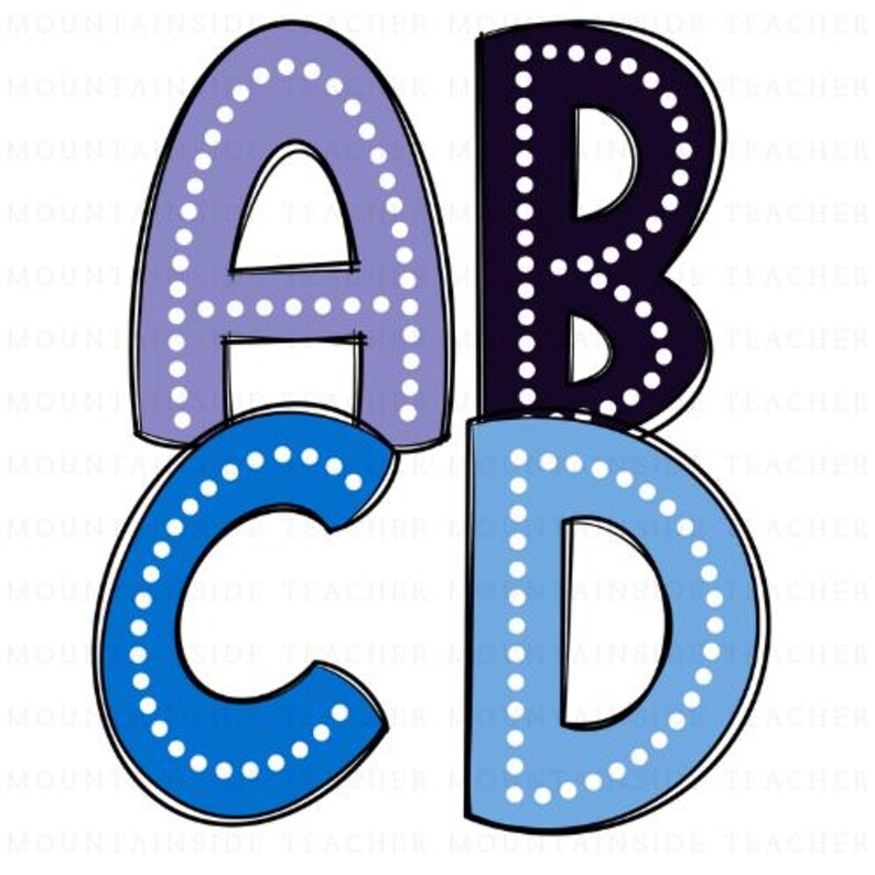 Dotted Doodle Alphabet PNG Bundle: 100 Colorful Letter Sets (digital ...
