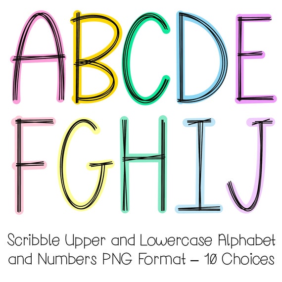Scribble PNG Font Digital Download PNG Clipart Doodle - Etsy