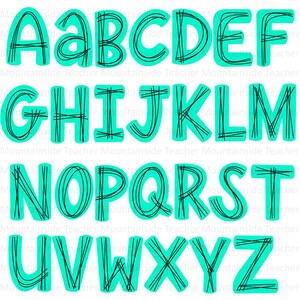 Scribble Letters, Bright Doodle Alphabet, PNG Bundle, Doodle ...
