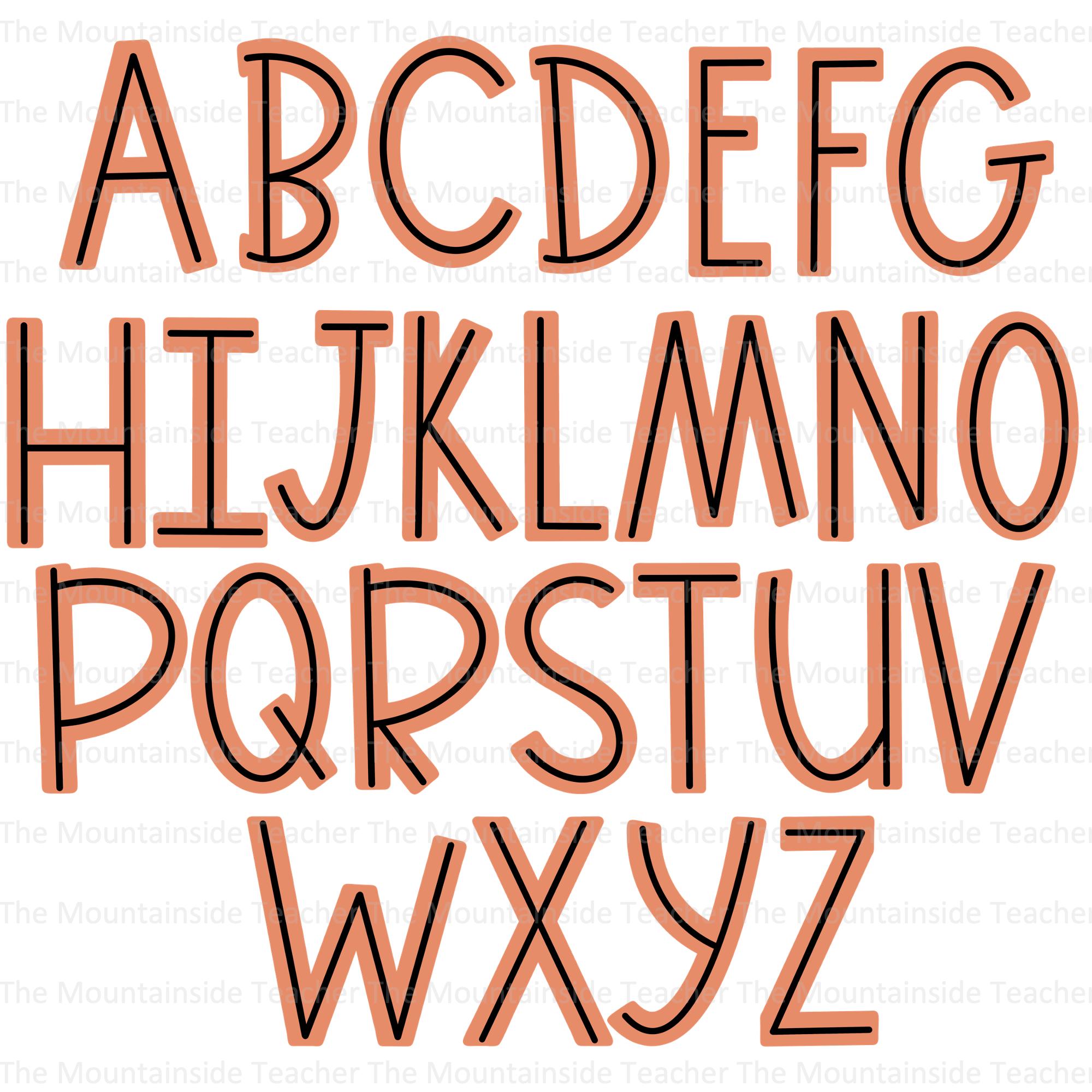 Boho Doodle Alphabet: PNG Clipart, Alpha Set (digital Download) With ...